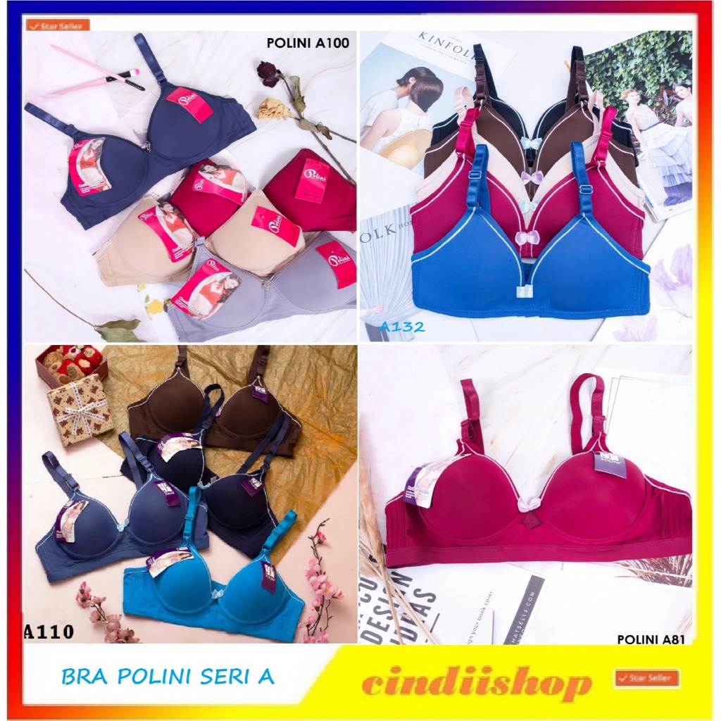 Jual Bra POLINI A 100 Pakaian Dalam Wanita Bh Tanpa Kawat Busa Tebal ...