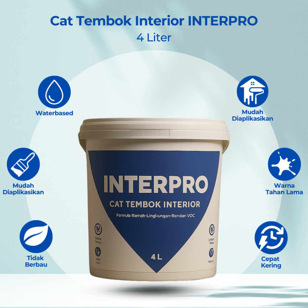 Jual Cat Tembok Interior INTERPRO 4L – Waterbased, Cepat Kering, Tidak ...