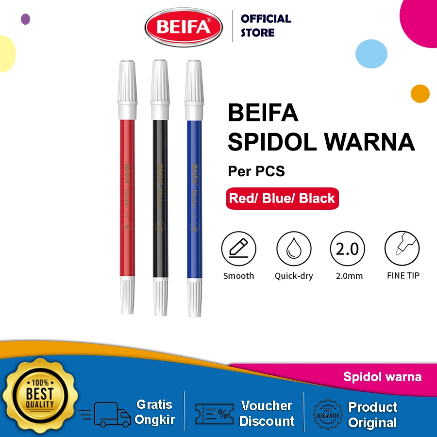 Jual Beifa Spidol Marker SY9 – Permanen Kecil Warna Hitam / Merah ...