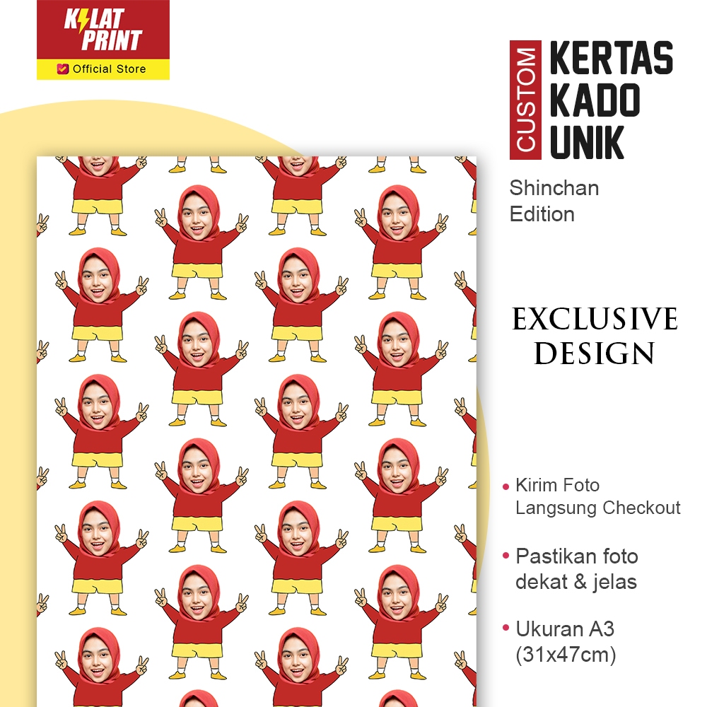 Jual Kertas Kado Custom Wajah Ulang Tahun Unik Shinchan Edition ...