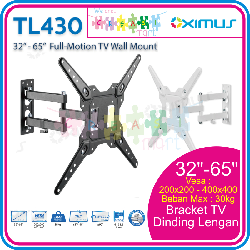 Jual Oximus TL430 Bracket TV Dinding Lengan 32" - 65" Arm Braket ...
