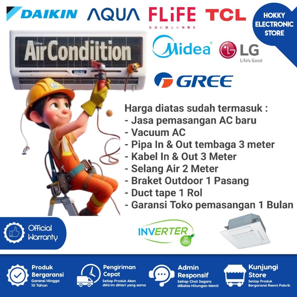 Jual Jasa Pasang AC Baru Paket Material 3 Meter Garansi Toko | Shopee ...