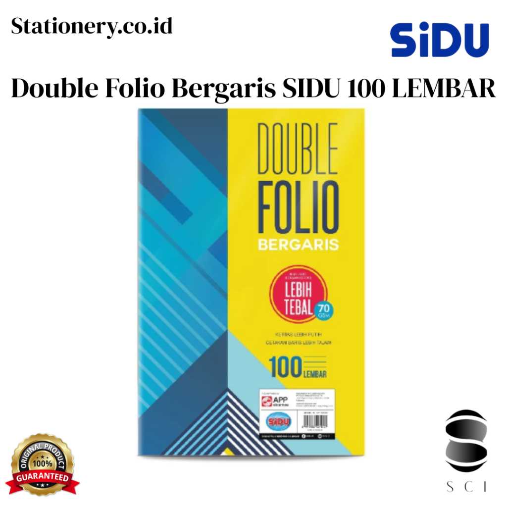 Jual Kertas Double Folio Bergaris Sidu 100 Lembar / Kertas Folio Garis ...