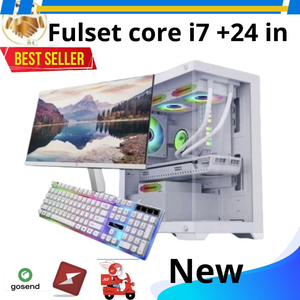 Jual pc gaming editing core i7 7700+ Ram 16gb + Ssd + HDD +monitor 24 in full set | Shopee Indonesia
