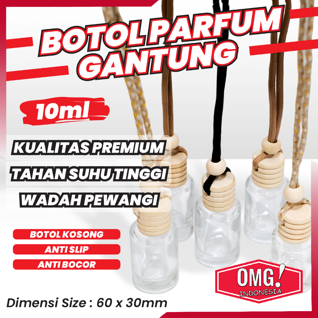 Jual OMG Botol Parfum Mobil Gantung 10ML Bulat Tutup Botol Kayu Estetic ...