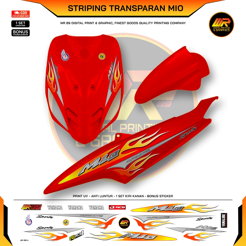Jual Striping Mio Sporty Smile Motif Api Ori Variasi Simpel Bahan ...