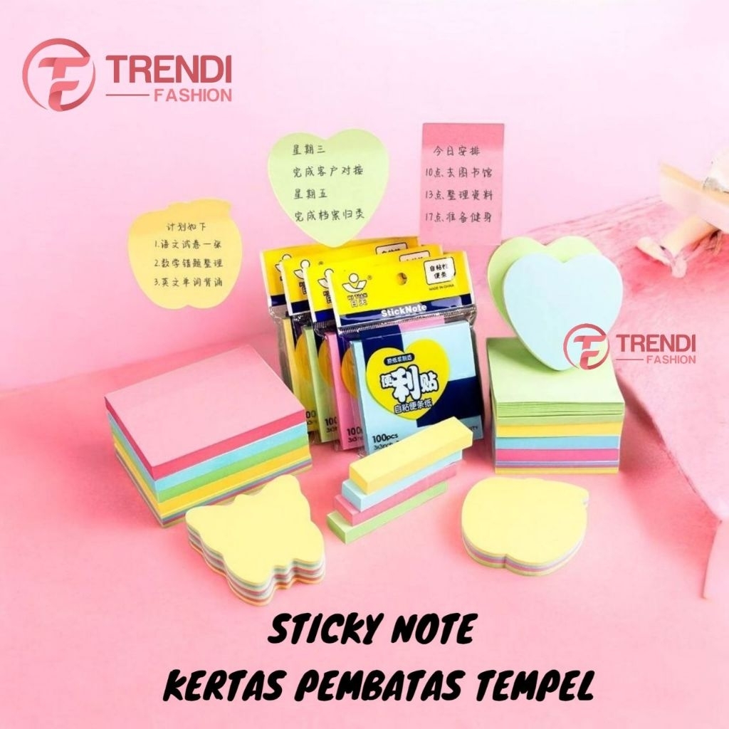 Jual Kertas Memo Stick Tempel 5 Warna Kertas Pembatas Mix Colour Sticky ...