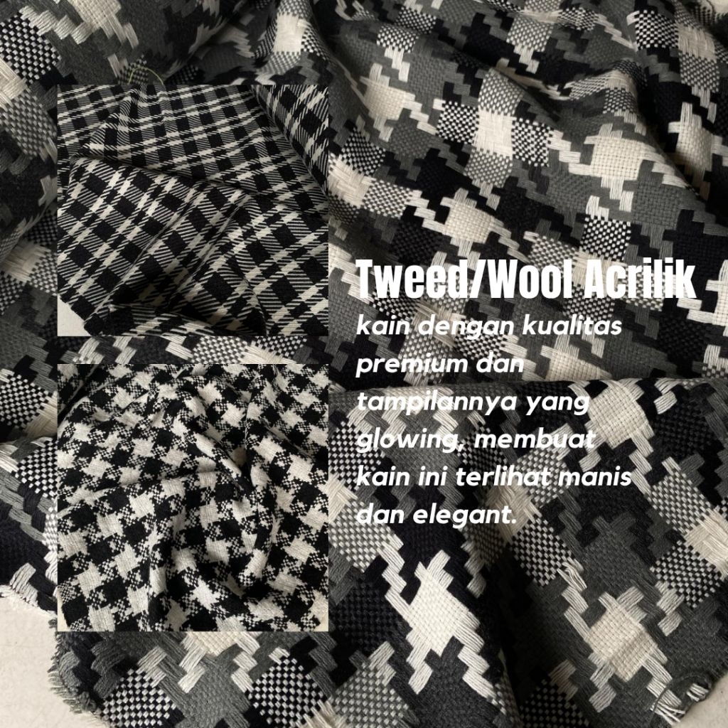 Jual [HARGA/0,5M] bahan wool acrilik premium | kain tweed premium ...