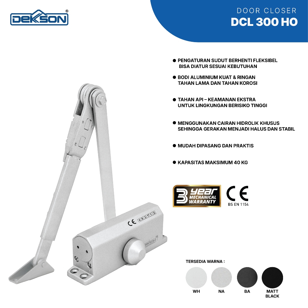 Jual DEKKSON Door Closer Penutup Pintu Otomatis DCL 300 Hold Open ...
