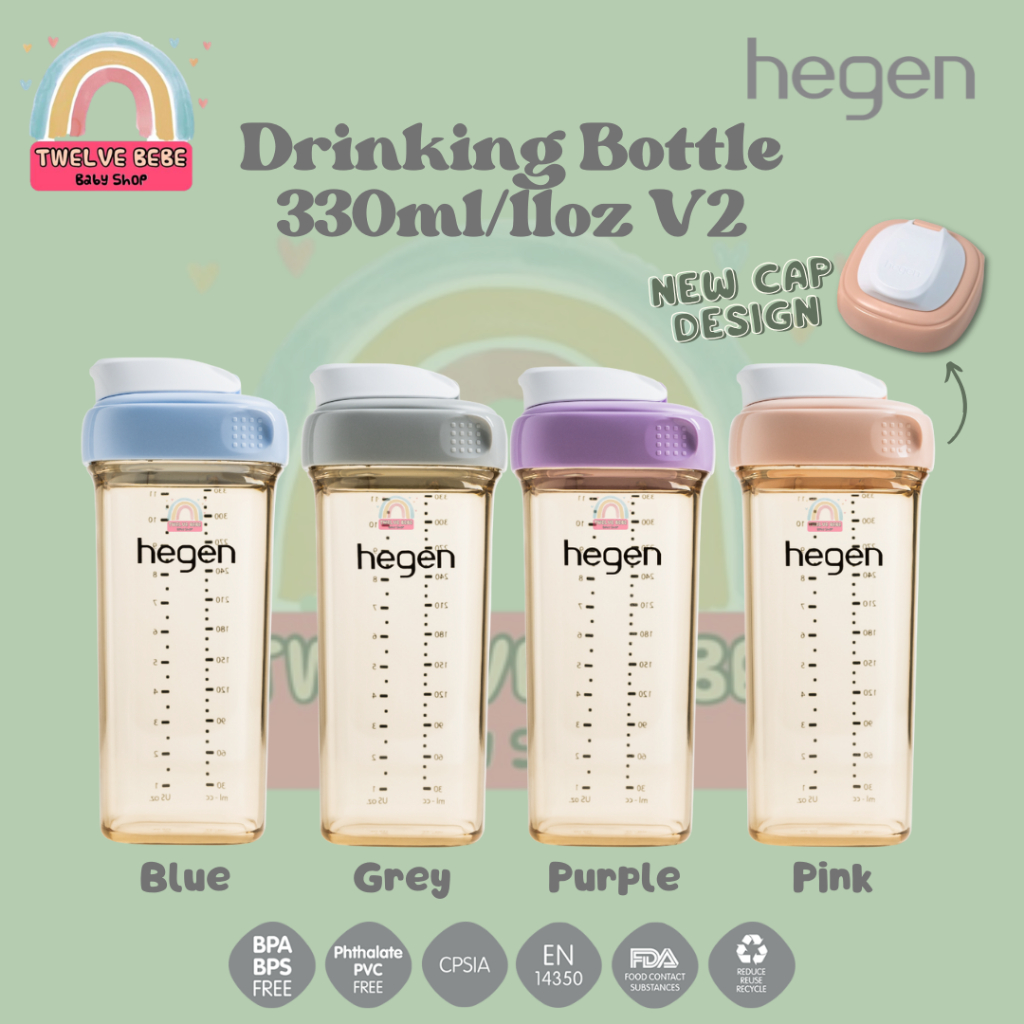 Jual [NEW V2] Hegen PPSU Drinking Bottle 330ml 1pack / Botol Minum Anak Dewasa (tanpa sedotan ...