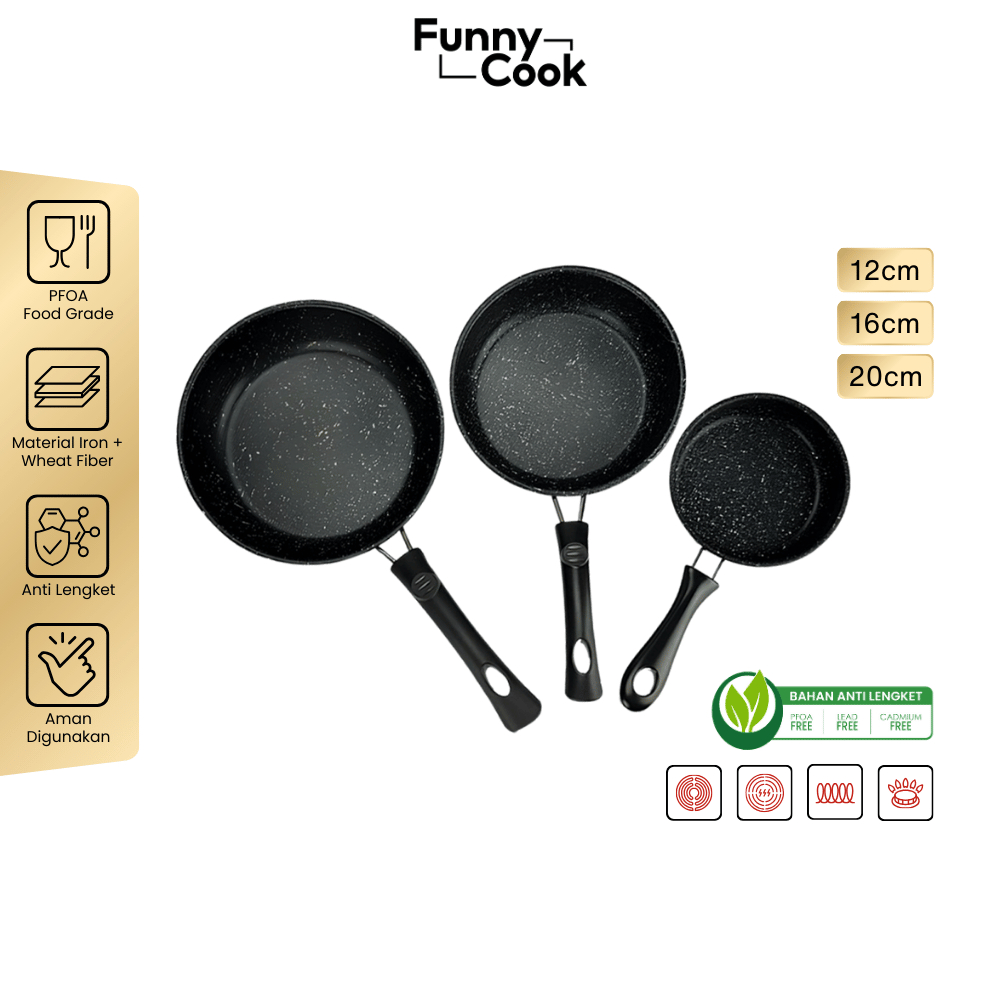 Jual FUNNYCOOK Sauce Pan Panci Anti Lengket 3 Ukuran Gagang Anti Panas ...