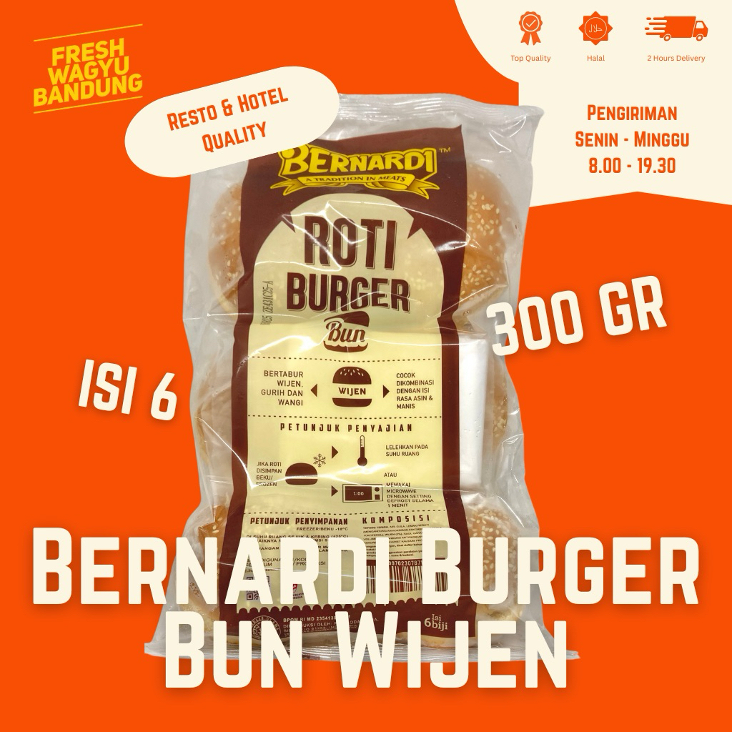 Jual BERNARDI ROTI BURGER BUN WIJEN ISI 6 Premium Sesame Bread Buns ...
