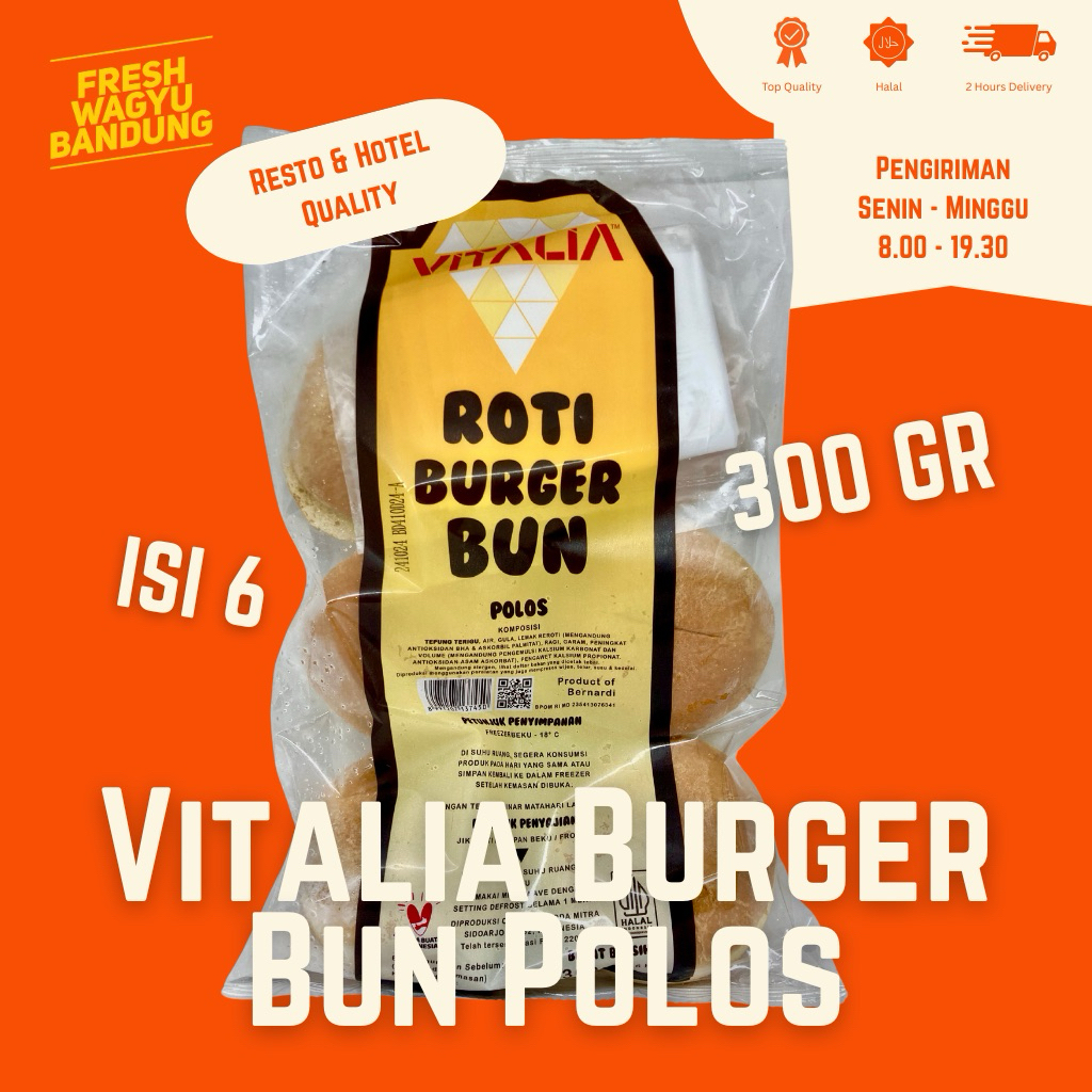Jual VITALIA ROTI BURGER BUN POLOS ISI 6 PROMO Sesame Bread Buns 300g ...