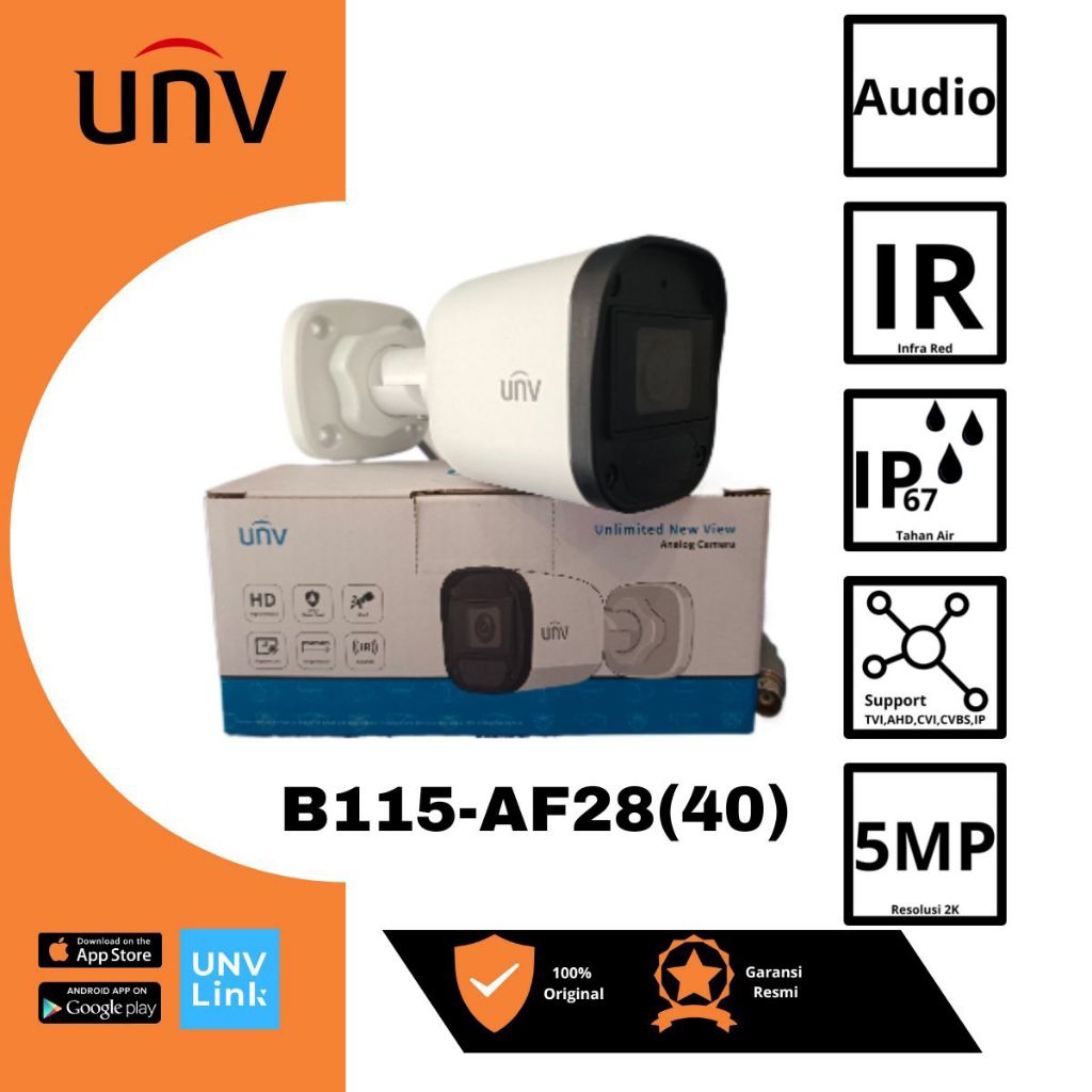 Jual Kamera UNV 5MP Analog Audio Outdoor B115-AF28(40) | Shopee Indonesia