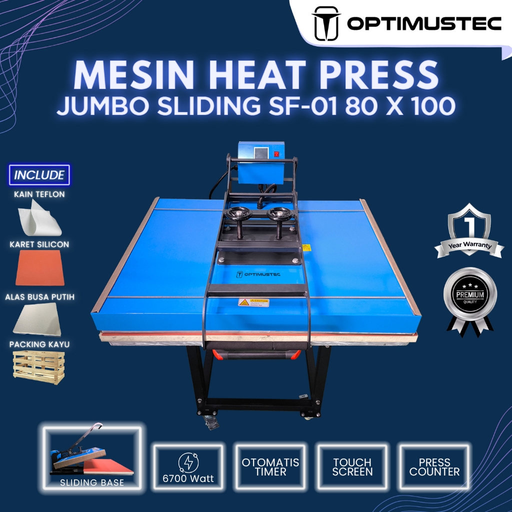Jual OPTIMUSTEC Mesin Press Sablon Kaos FULL JERSEY 80x100 6700 Watt SF ...