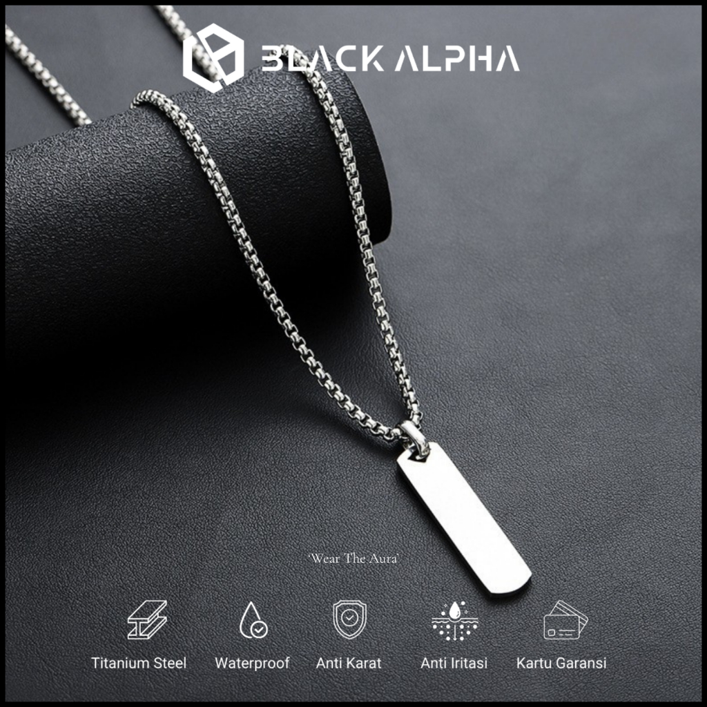 Jual Black Alpha - Nero Necklace Kalung Pria Titanium Stylish Anti ...