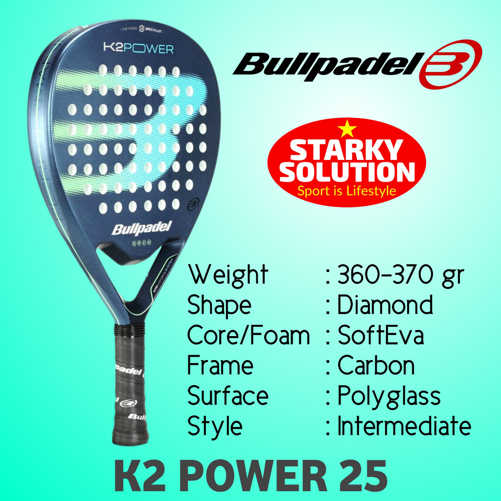 Jual Raket Padel BULLPADEL K2 POWER 25 DIAMOND Shape 360-370gr Tenis ...