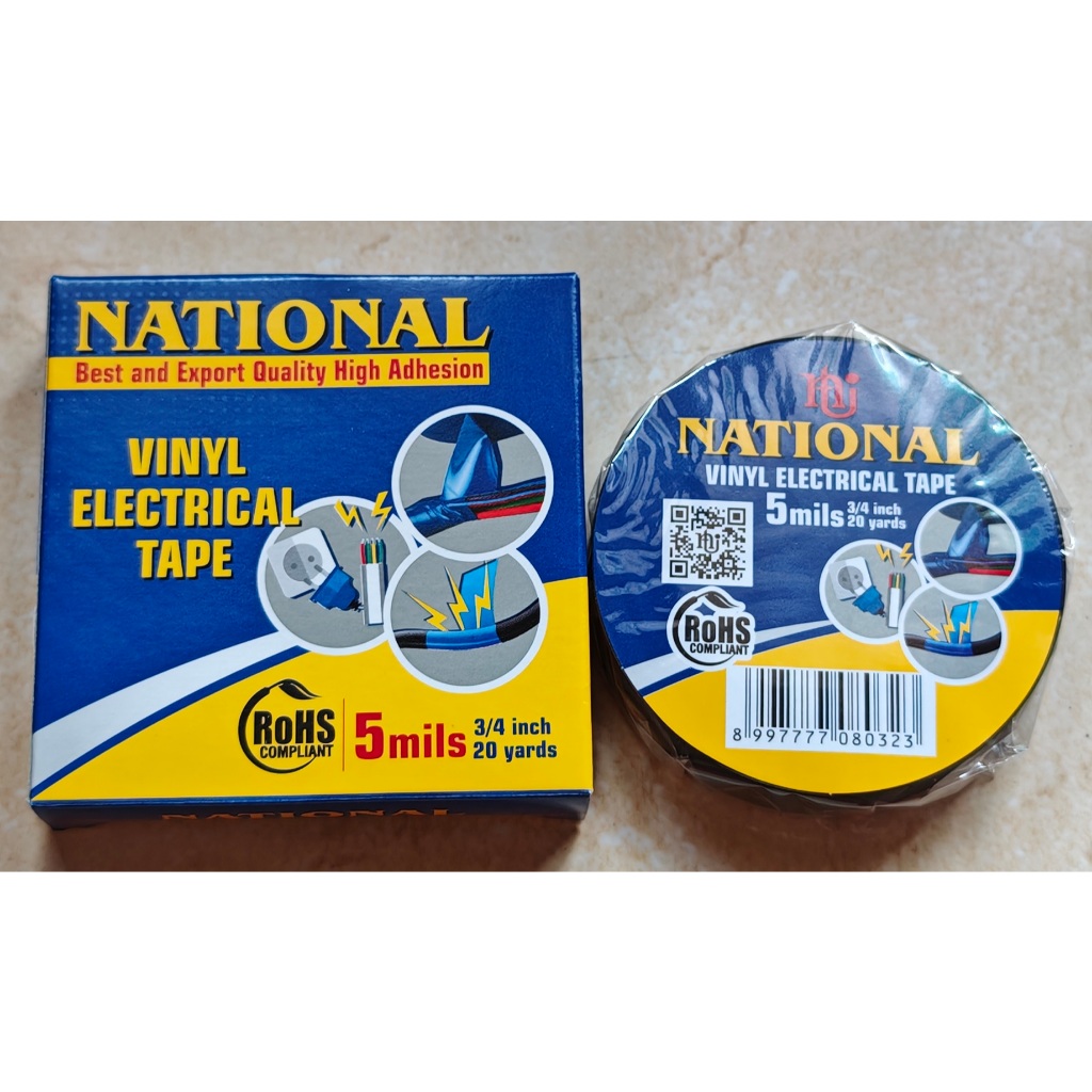 Jual Isolasi Listrik Hitam National 3/4" 20 Yards Vinyl Electrical Tape ...