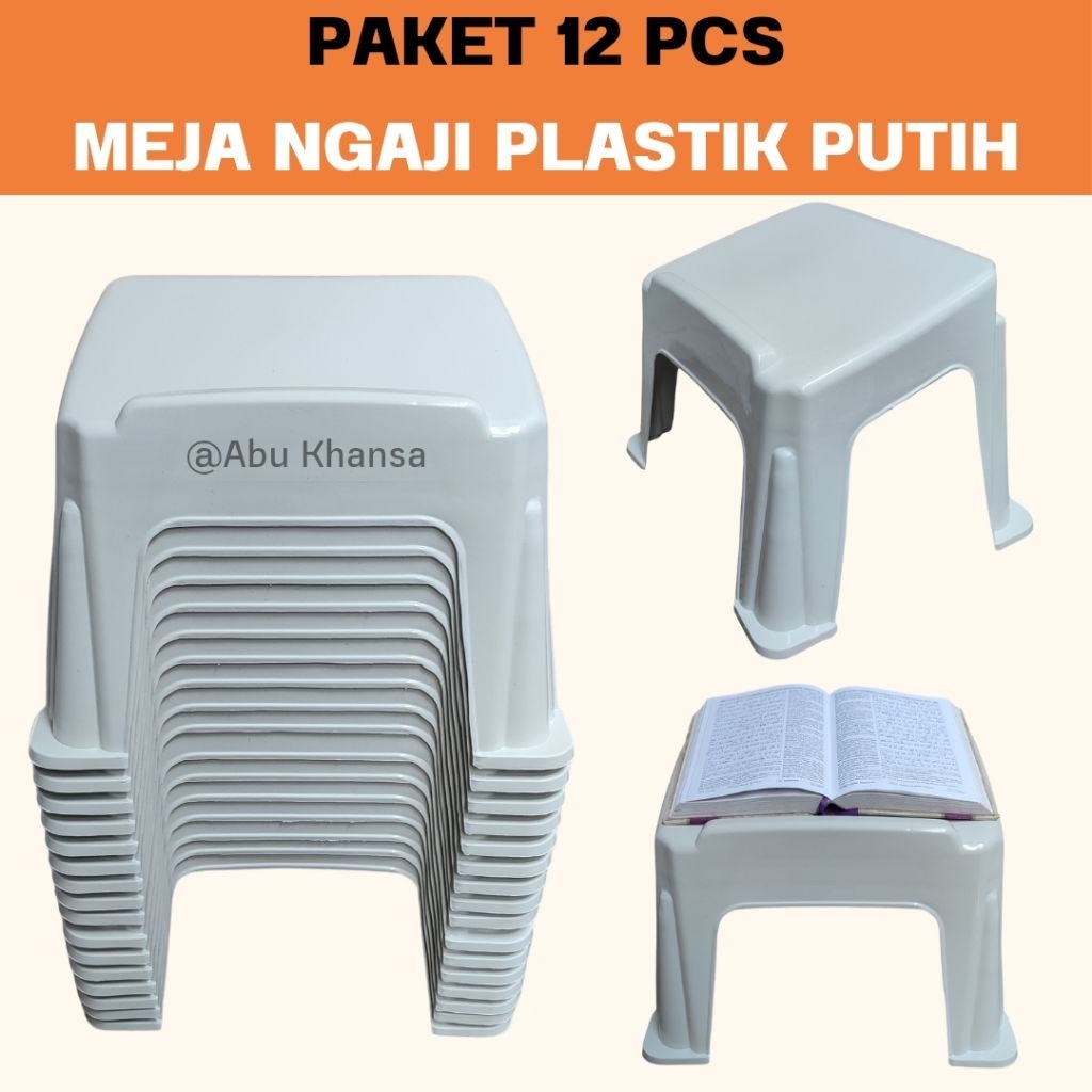 Jual MEJA NGAJI BELAJAR PLASTIK PUTIH ISI 12 PCS BANGKU NGAJI LEKAR ...