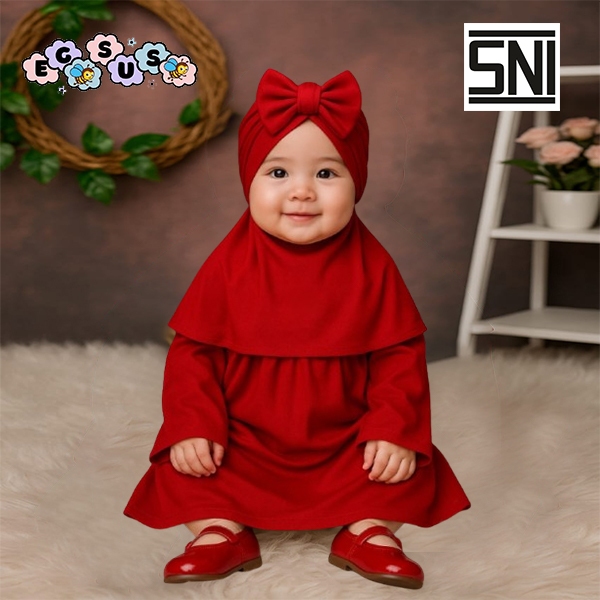 Jual (EGSUS) Gamis Bayi Free Kerudung + Turban Maroon | Shopee Indonesia