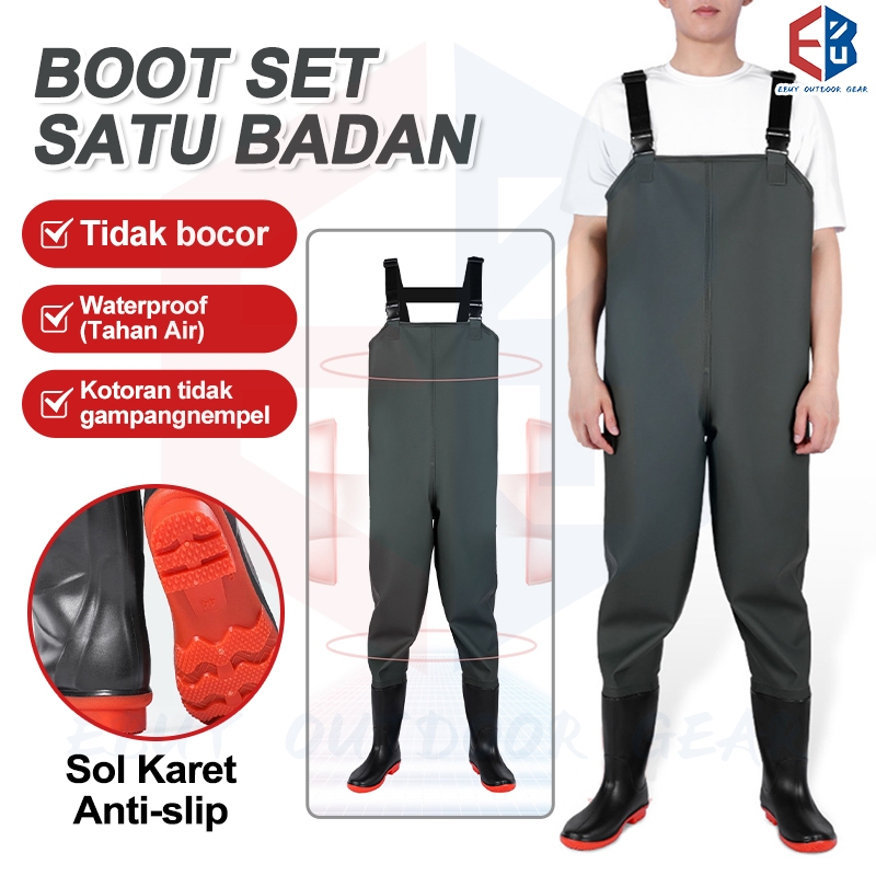 Jual Sepatu Boot Karet Petani Sawah Panjang Celana Safety Wader Pants ...