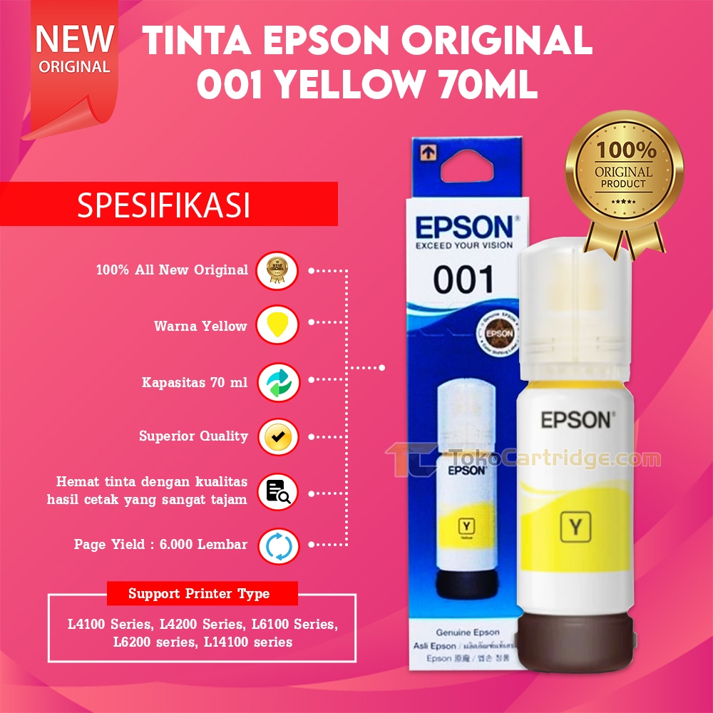 Jual Tinta 001 CMYK Original Printer Epson L4150 L4160 L4260 L6160 ...