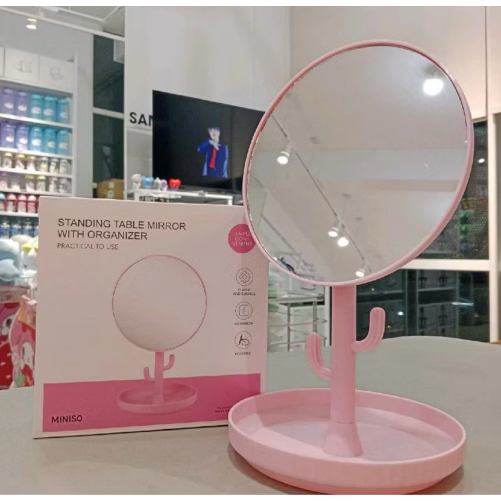 Jual MINISO STANDING TABLE MIRROR WITH ORGANIZER ORIGINAL // CERMIN ...