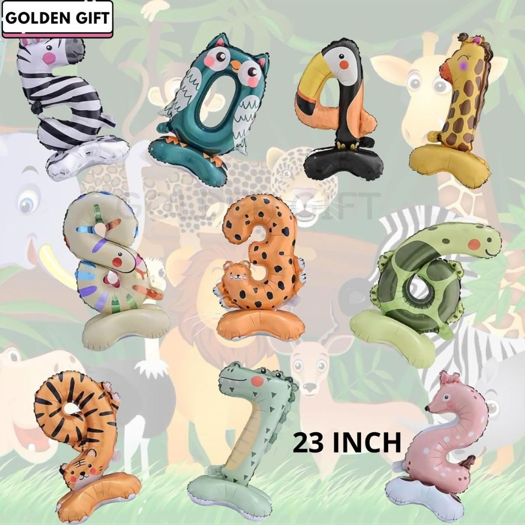 Jual Balon Foil Angka BESAR Standing ANIMAL - 23 INCH 58 CM (Motif ...