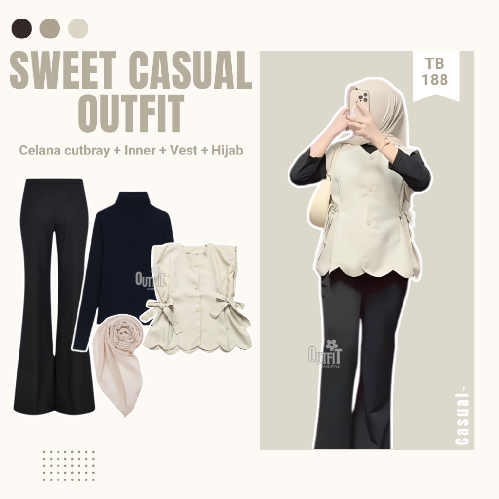 Jual One Set 4IN1 Outfit Korean Style Atasan Vest Cherish dan Inner ...