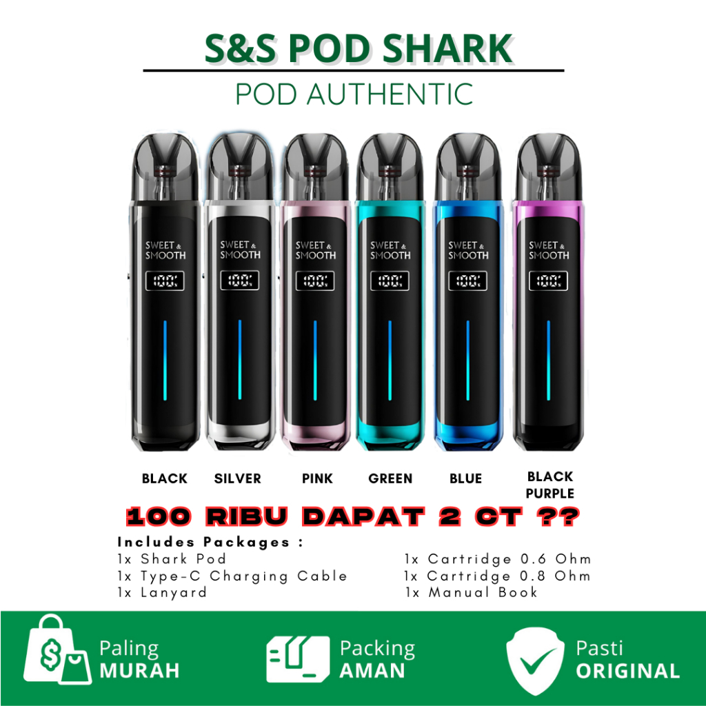 Jual Shark Pod 1000Mah - Pod Kit By Sweet And Smooth | Shopee Indonesia