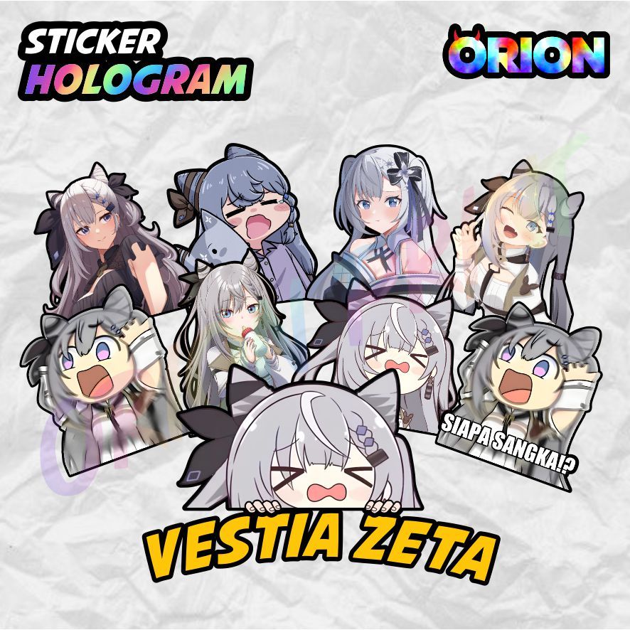 Jual Stiker Hologram Vestia Zeta Hololive Intip Lucu Waterproop ...