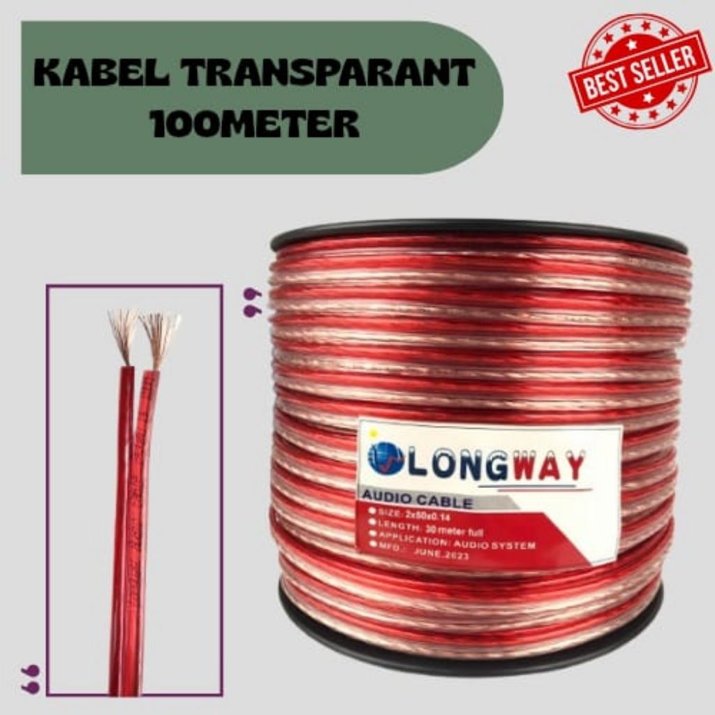 Jual KABEL TRANSPARAN LONGWAY DENGAN BOBIN 100 METER FULL / KABEL ...