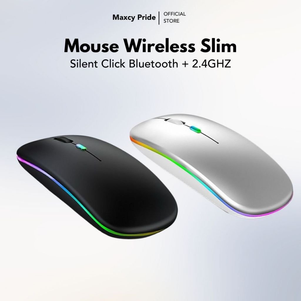 Jual Mouse Wireless Simple Ultra Slim Rechargeable Silent Click DPI ...