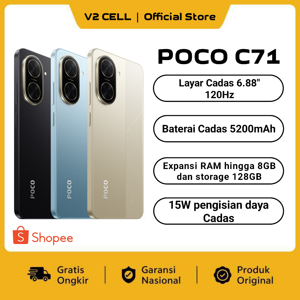 Jual POCO C71 4/128GB GARANSI RESMI | Shopee Indonesia