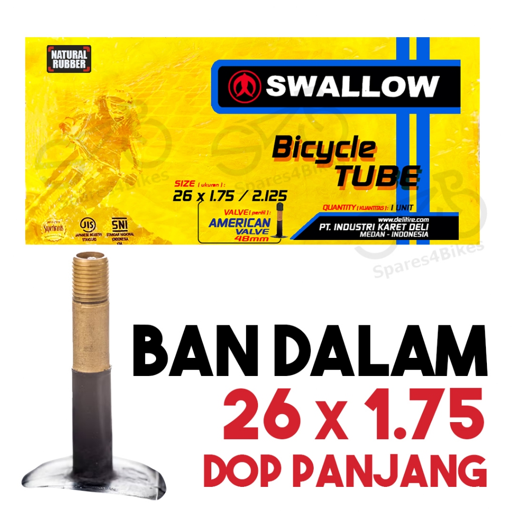 Jual Swallow Ban Dalam Sepeda Gunung 26 x 1.75 - 1.95 | Pentil AV Panjang 48mm | Shopee Indonesia