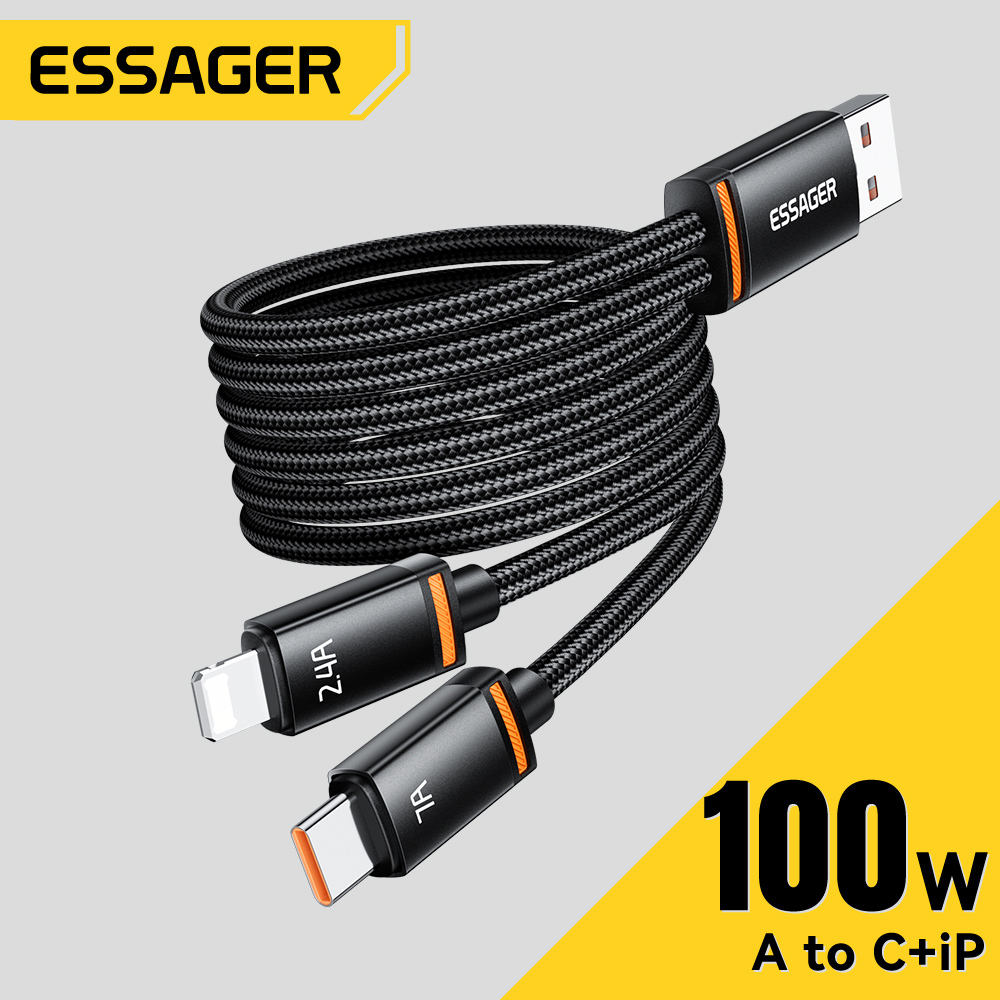 Jual ESSAGER 100W Kabel Data 2-in-1 7A Fast Charging - USB-A to Type-C ...