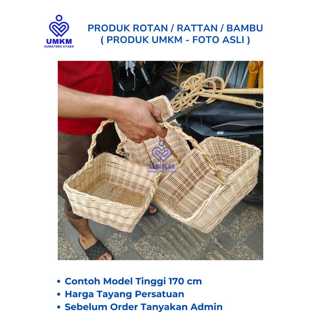 Jual Keranjang Petak Miring Tangkai / Parcel Tangkai / Parcel Rotan ...