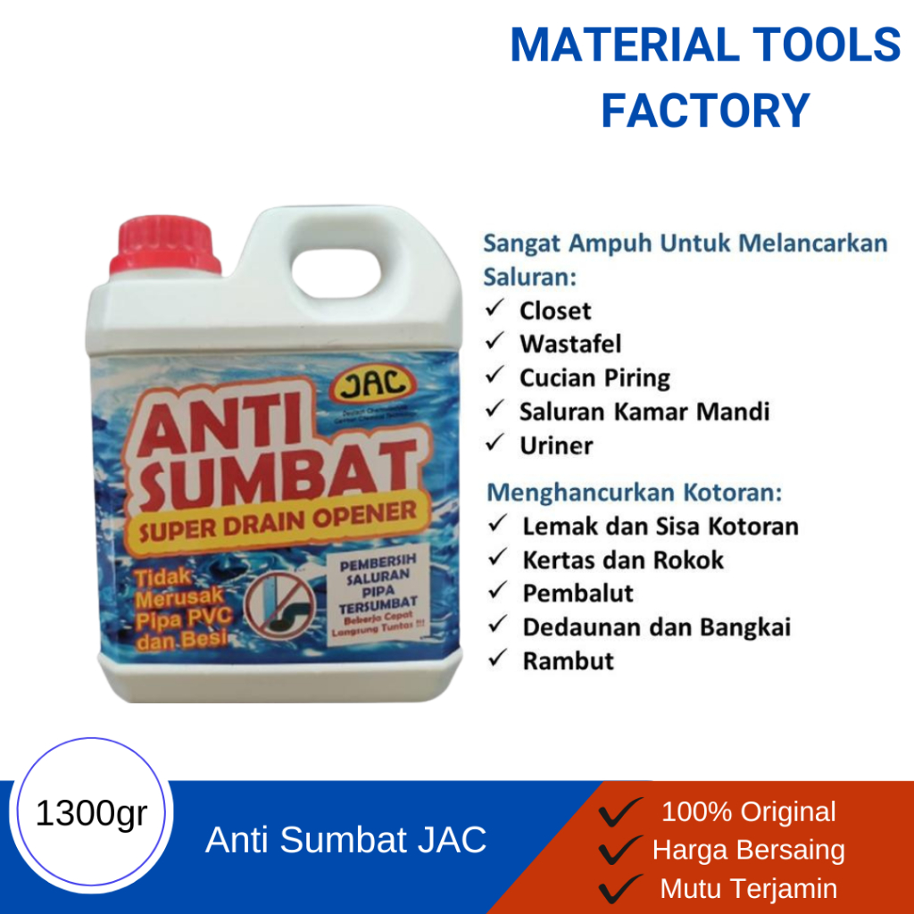 Jual Anti sumbat Toilet JAC 1300gr / Soda api Cair / Toilet Mampet ...
