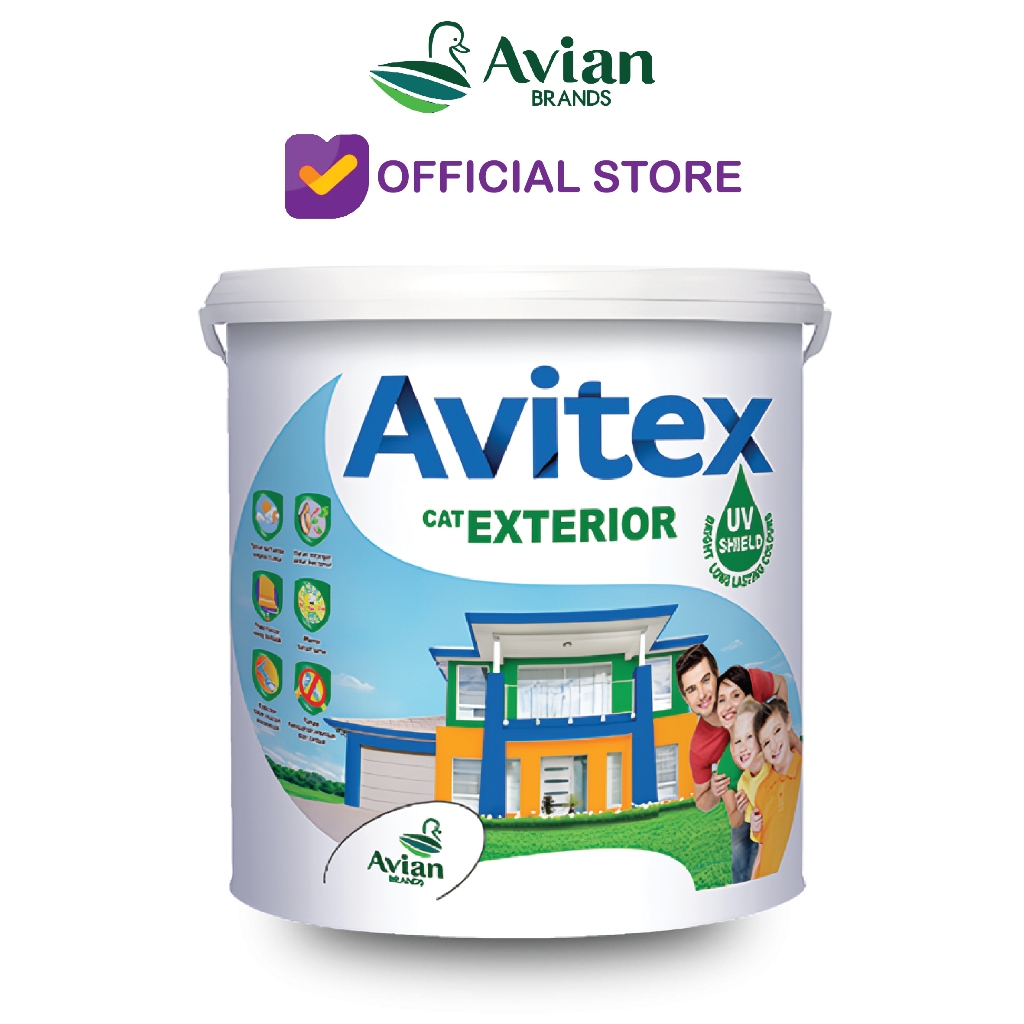 Jual Cat Tembok Avian Avitex Exterior Warna Putih 25 Kg | Shopee Indonesia