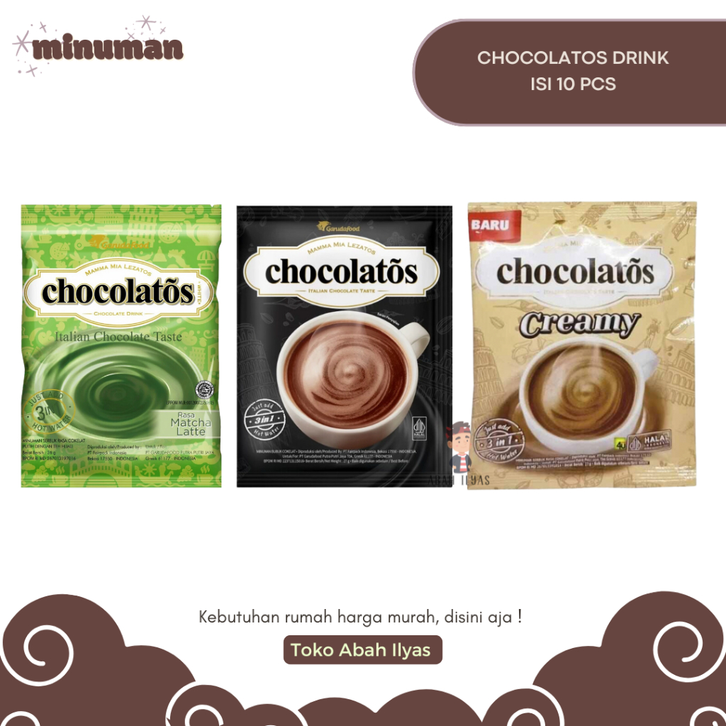 Jual Chocolatos Drink Chocolate Matcha Latte Creamy Latte 28gr Isi 10 ...