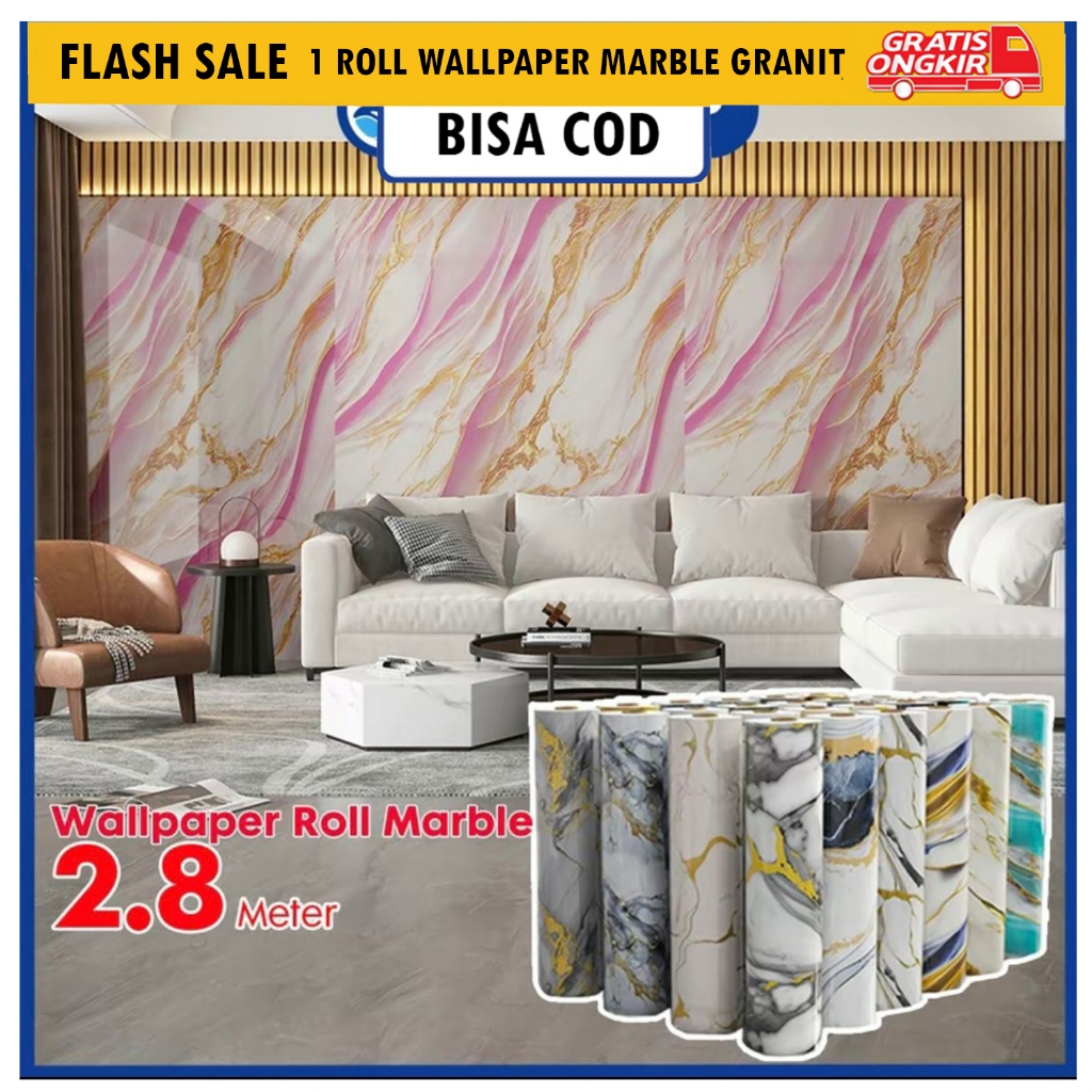 Jual Wallpaper Dinding Motif Marble Roll 120 x 3m Sticker Dekorasi ...