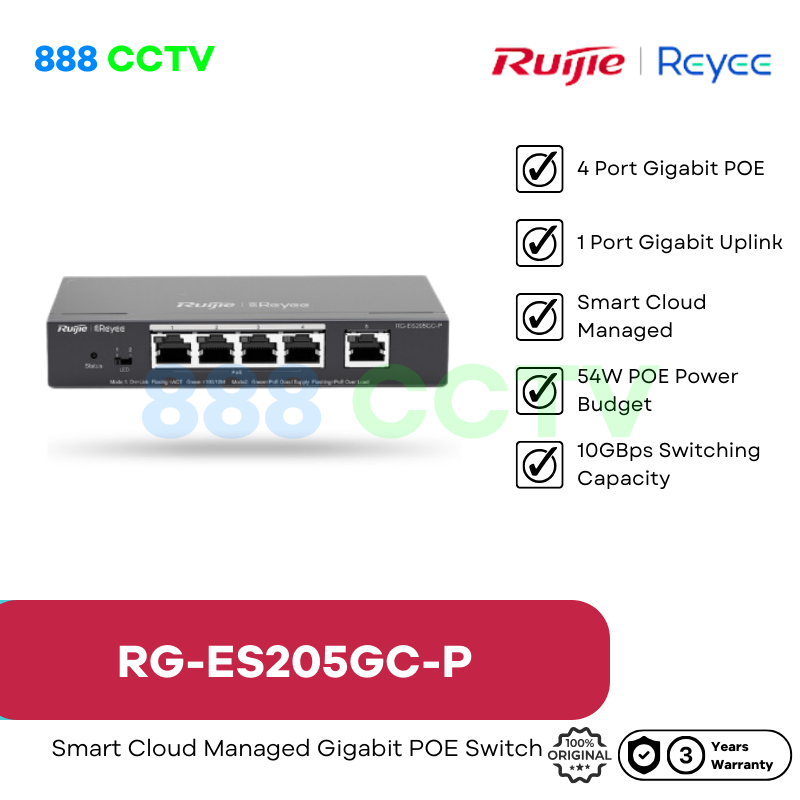 Jual Ruijie Reyee RG-ES205GC-P 5-Port Gigabit Smart Cloud Managed PoE Switch | Shopee Indonesia