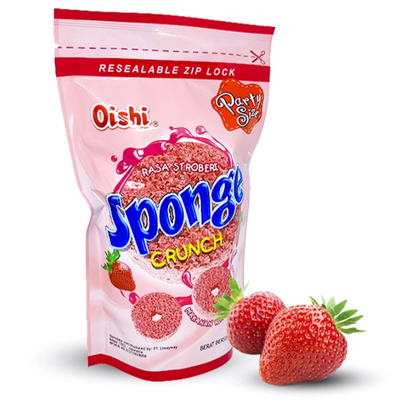 Jual OISHI SNACK SPONGE CRUNCH STRAWBERRY PCH 100g | Shopee Indonesia
