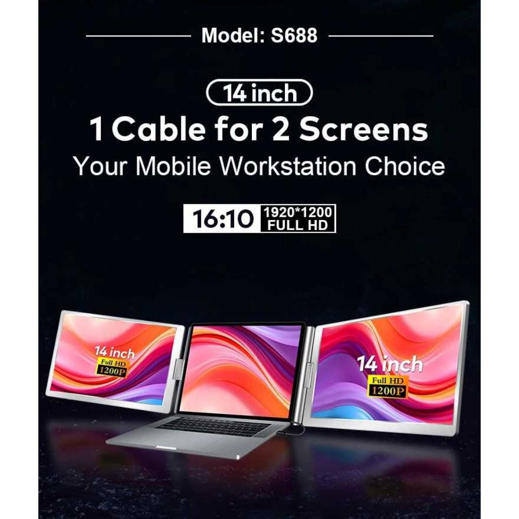 Jual Portable Monitor Dual Screen Extender 14 Inch IPS FHD 60Hz USB ...