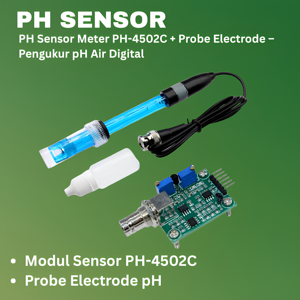 Jual Sensor pH Meter Analog PH-4502C + Probe Electrode | Arduino & ESP32 | Akuarium, Hidroponik ...