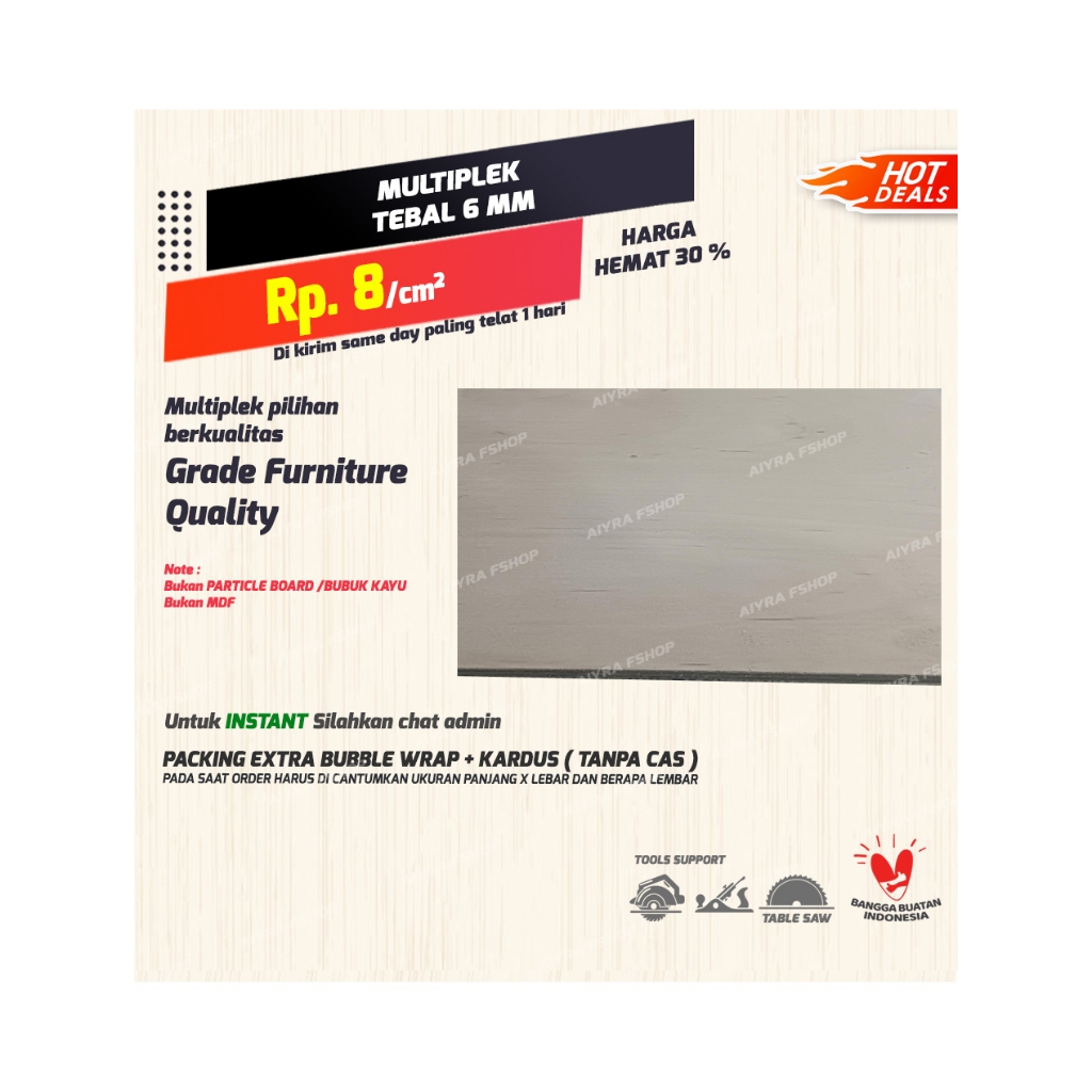 Jual PROMO POTONG PAPAN TRIPLEK / MULTIPLEK MURAH TEBAL 6 MM UKURAN ...