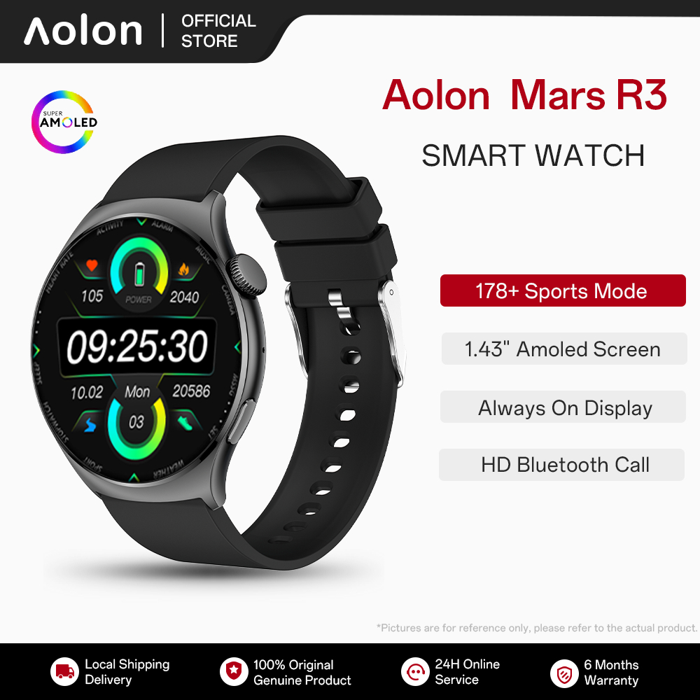 Jual Aolon Mars R3 Smartwatch AMOLED AOD Screen Jam Tangan Pria Running ...