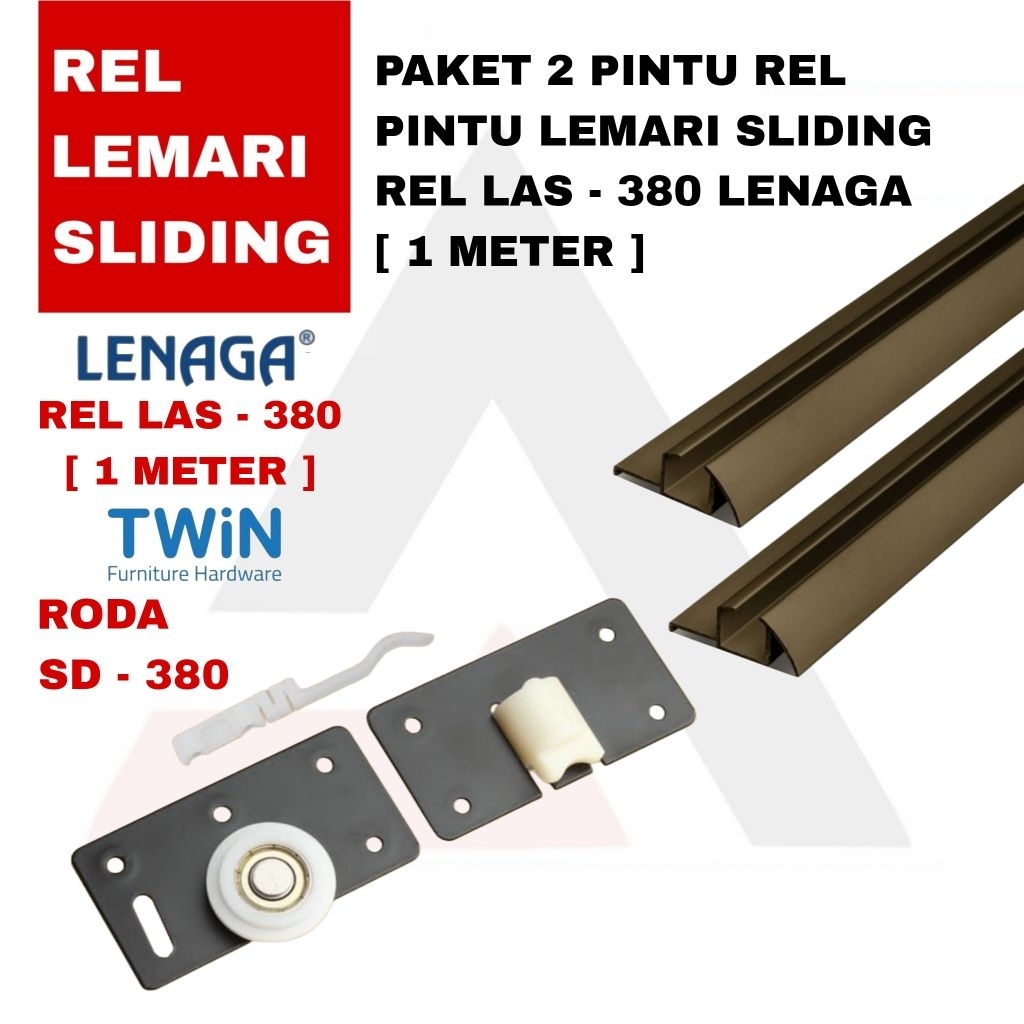 Jual [ 2 Pintu + 1 Meter ] Rel Lemari Sliding Timbul 2 Pintu 1 Meter Rel LAS - 380 Lenaga ...