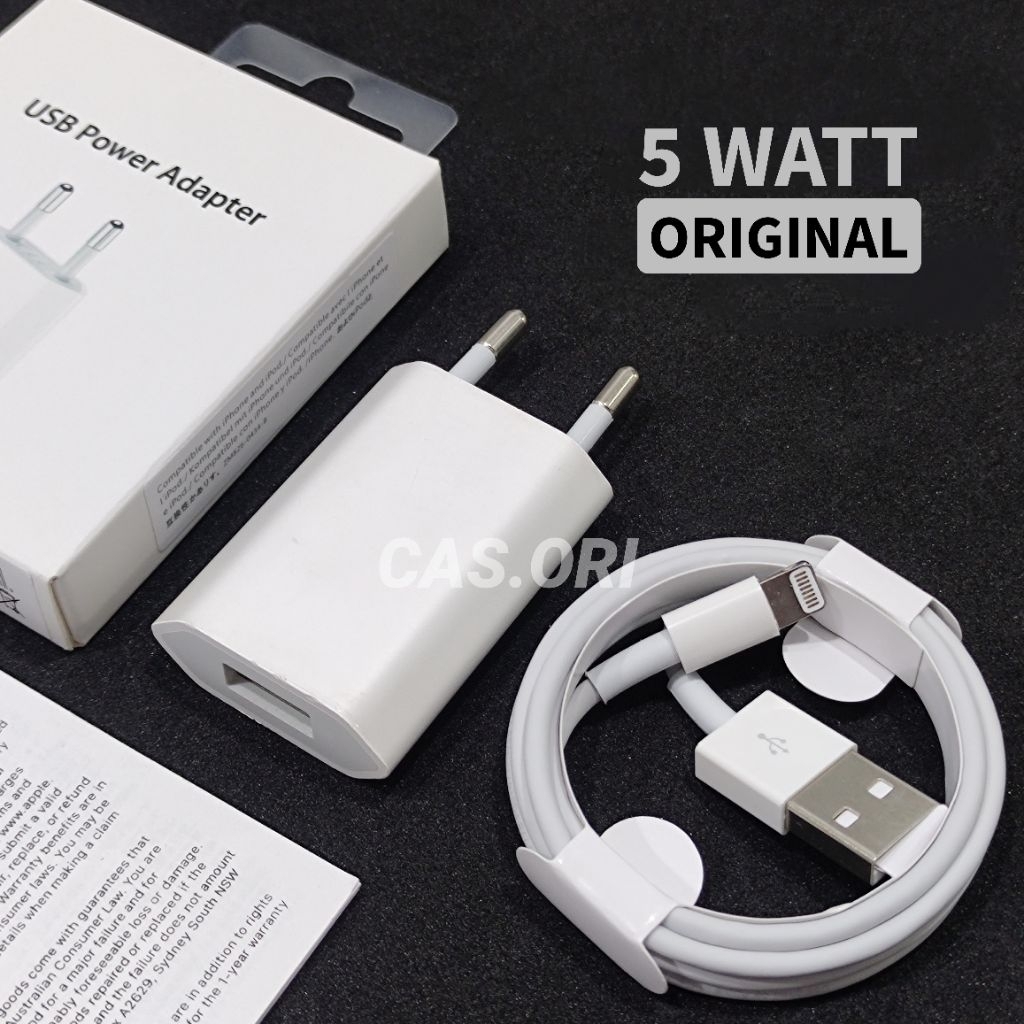 Jual CHARGER 5 WATT ORIGINAL, ADAPTOR 5 WATT USB-A TO LIGHTNING ...