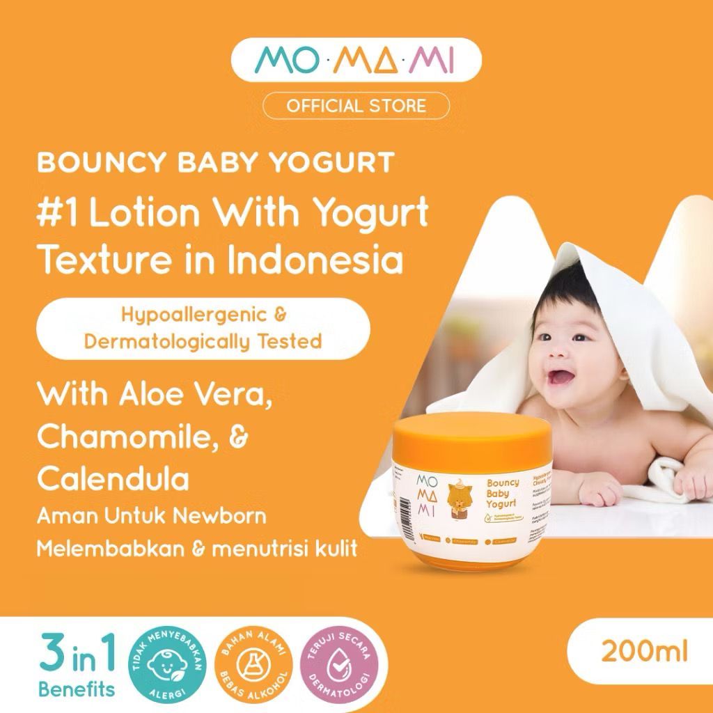 Jual MOMAMI BOUNCY BODY LOTION BAYI BABY YOGURT 200ml / BODY LOTION ...